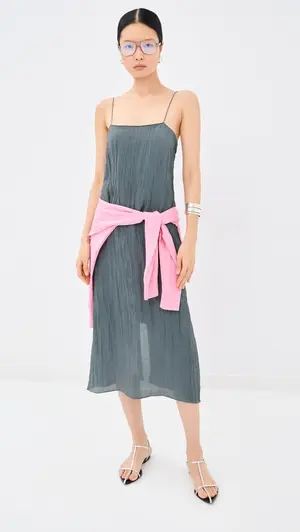 Tibi Crinkle Slip Midi Dress