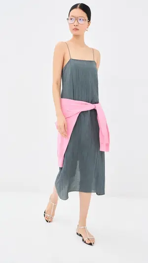 Tibi Crinkle Slip Midi Dress