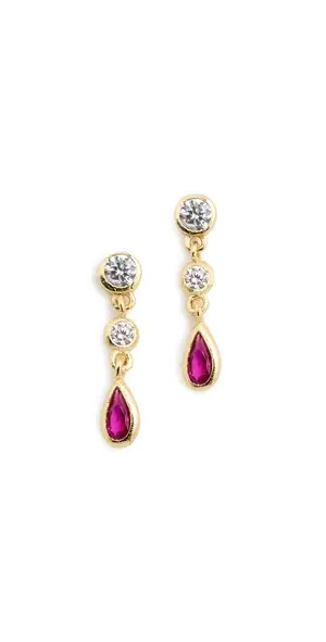 Shashi Jenny Pear Earrings - Ruby