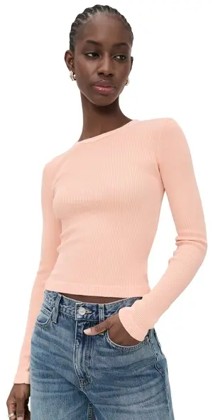 Citizens Of Humanity Pilar Waffle Crewneck Top - Melon Crème