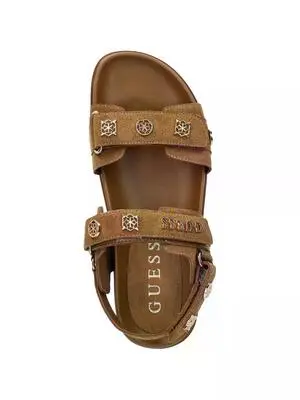 Guess Embellished Strap Flat Sandals - Brown