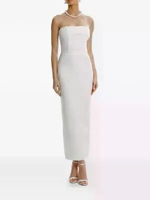 FRAMBOISE Strapless Back Slit Midi Dress