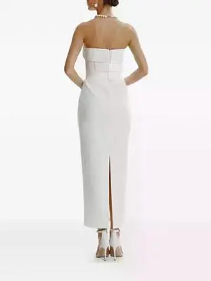 FRAMBOISE Strapless Back Slit Midi Dress