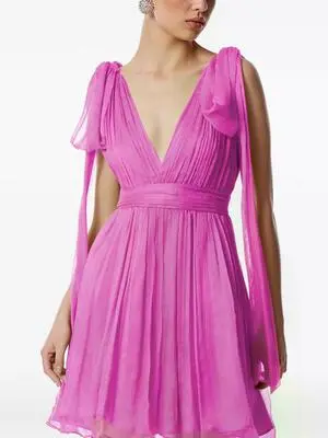 FRAMBOISE Tie-shoulder V-neck Short Dress