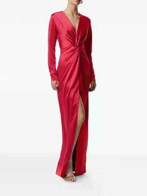 FRAMBOISE Knot V-neck Gown