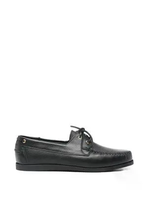 VINNY'S Boatman Lace-up Boat Shoes - Black