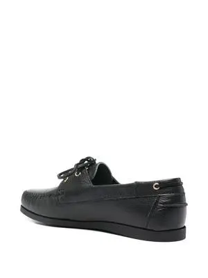 VINNY'S Boatman Lace-up Boat Shoes - Black