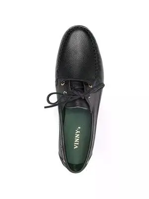 VINNY'S Boatman Lace-up Boat Shoes - Black