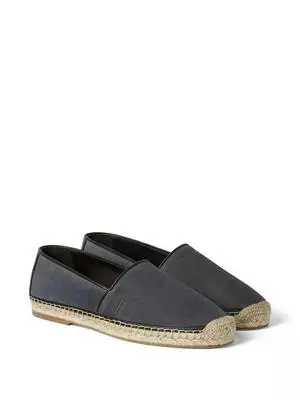 Brunello Cucinelli Grained Calfskin Espadrilles With Piping - Blue