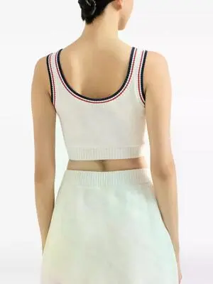 Brunello Cucinelli Cotton Piqué-effect Knit Crop Top - White