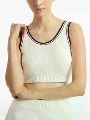 Brunello Cucinelli Cotton Piqué-effect Knit Crop Top - White