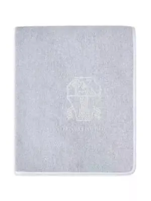 Brunello Cucinelli Cotton Terrycloth Towel With Embroidery - Grey
