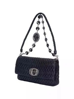 Miu Miu Iconic Crystal Cloqué Matelassé Shoulder Bag - Black