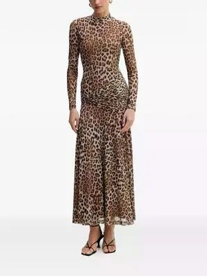 Bardot Leopard-print Ruched Midi Dress