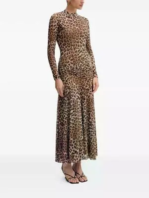 Bardot Leopard-print Ruched Midi Dress