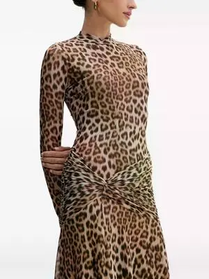 Bardot Leopard-print Ruched Midi Dress