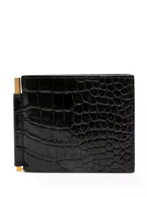TOM FORD Crocodile-effect Money Clip Wallet - Black