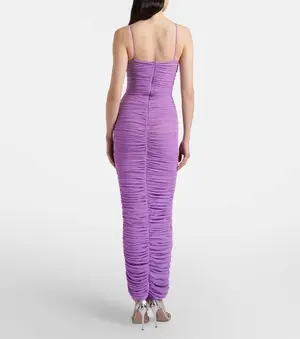 David Koma Floral-appliqué Ruched Cocktail Dress