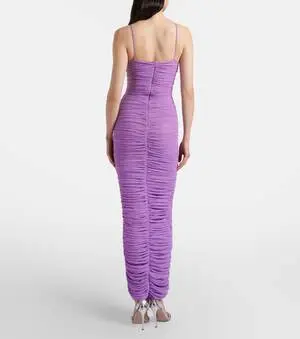 David Koma Floral-appliqué Ruched Cocktail Dress