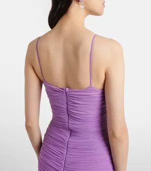 David Koma Floral-appliqué Ruched Cocktail Dress