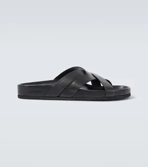 TOM FORD Leather Slides - Black