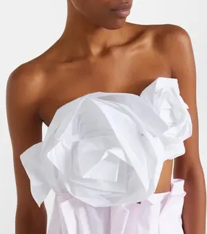 Simone Rocha Rosette Cotton Poplin Bandeau Top