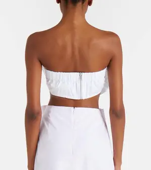 Simone Rocha Rosette Cotton Poplin Bandeau Top
