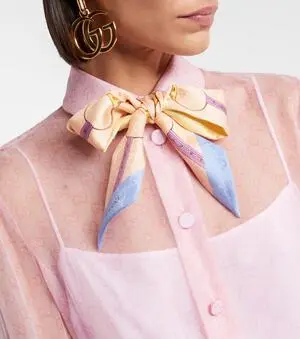 Gucci Gg Horsebit Silk Twill Scarf