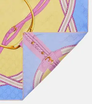 Gucci Gg Horsebit Silk Jacquard Scarf - Multicoloured