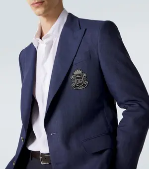 Dolce & Gabbana Logo Single-breasted Linen Blazer
