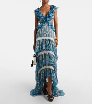 Etro Paisley Lace-trimmed Silk Maxi Dress