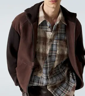 Loewe Paneled Suede Zip-up Hoodie - Brown