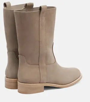 AQUAZZURA Cavalière Suede Ankle Boots - Beige
