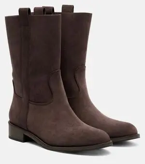 AQUAZZURA Cavalière Suede Ankle Boots - Brown