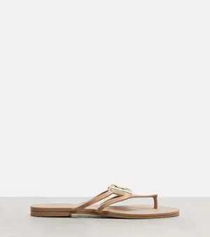 Dolce & Gabbana Thong Sandals With Dg Logo Detail - Brown