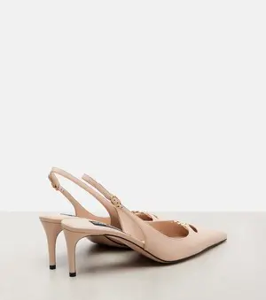 Dolce & Gabbana Lollo Dg Leather Slingback Pumps - Beige