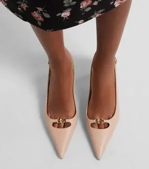 Dolce & Gabbana Lollo Dg Leather Slingback Pumps - Beige