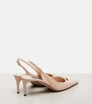 Dolce & Gabbana Lollo Dg Leather Slingback Pumps - Beige