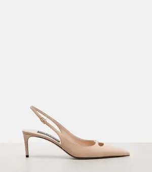 Dolce & Gabbana Lollo Dg Leather Slingback Pumps - Beige