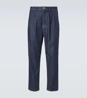 Brunello Cucinelli Pleated Tapered Jeans - Blue