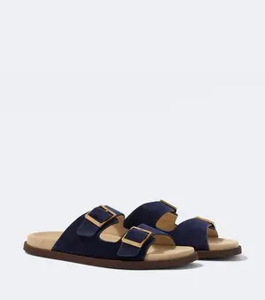 Brunello Cucinelli Buckled Suede Sandals - Blue