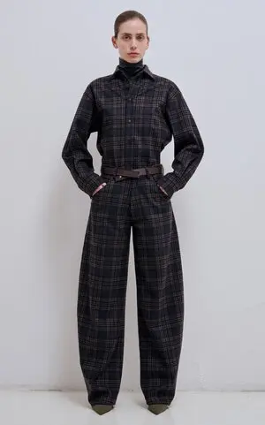 DARKPARK Khris Tartan Barrel-leg Pants