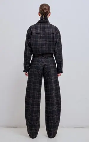 DARKPARK Khris Tartan Barrel-leg Pants