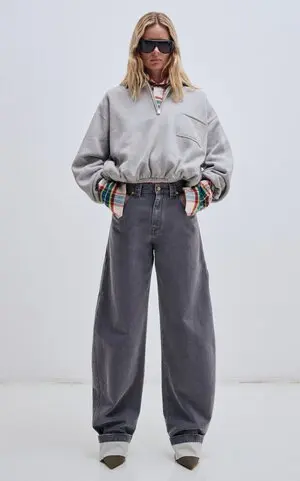 DARKPARK Alva Cotton Cropped Sweatshirt - Grey