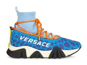 Versace Squalo Knit High-top Sneakers - Blue/orange