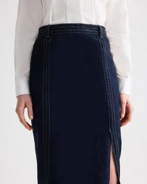 TWP Straight Denim Midi Skirt - Dark Stone