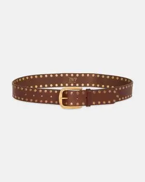 TWP Studded Vachetta Leather Belt - Dark Luggage