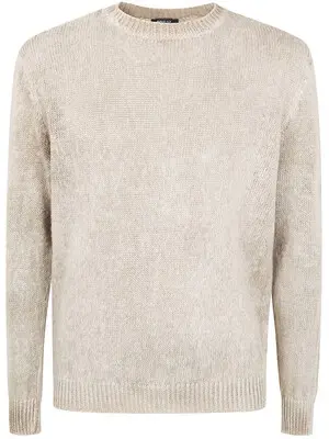 Avant Toi Hand-painted Brushed Linen Pullover - Brown