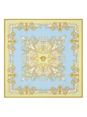 Versace "foulard 90x90 Spring Barocco" Printed Bio Silk Twill Yellow