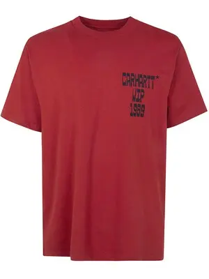 Carhartt Work In Progress Short Sleeves "blocks" Organic Cotton T-shirt - Red